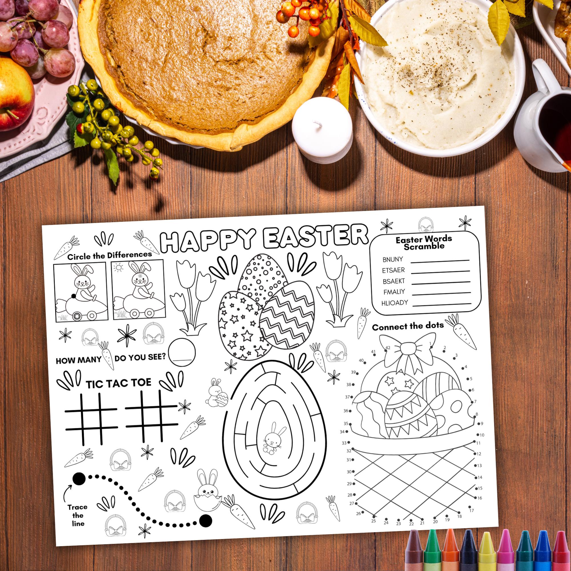 Easter Activity Placemat for Kids, Printable Easter Activity, Easter ...