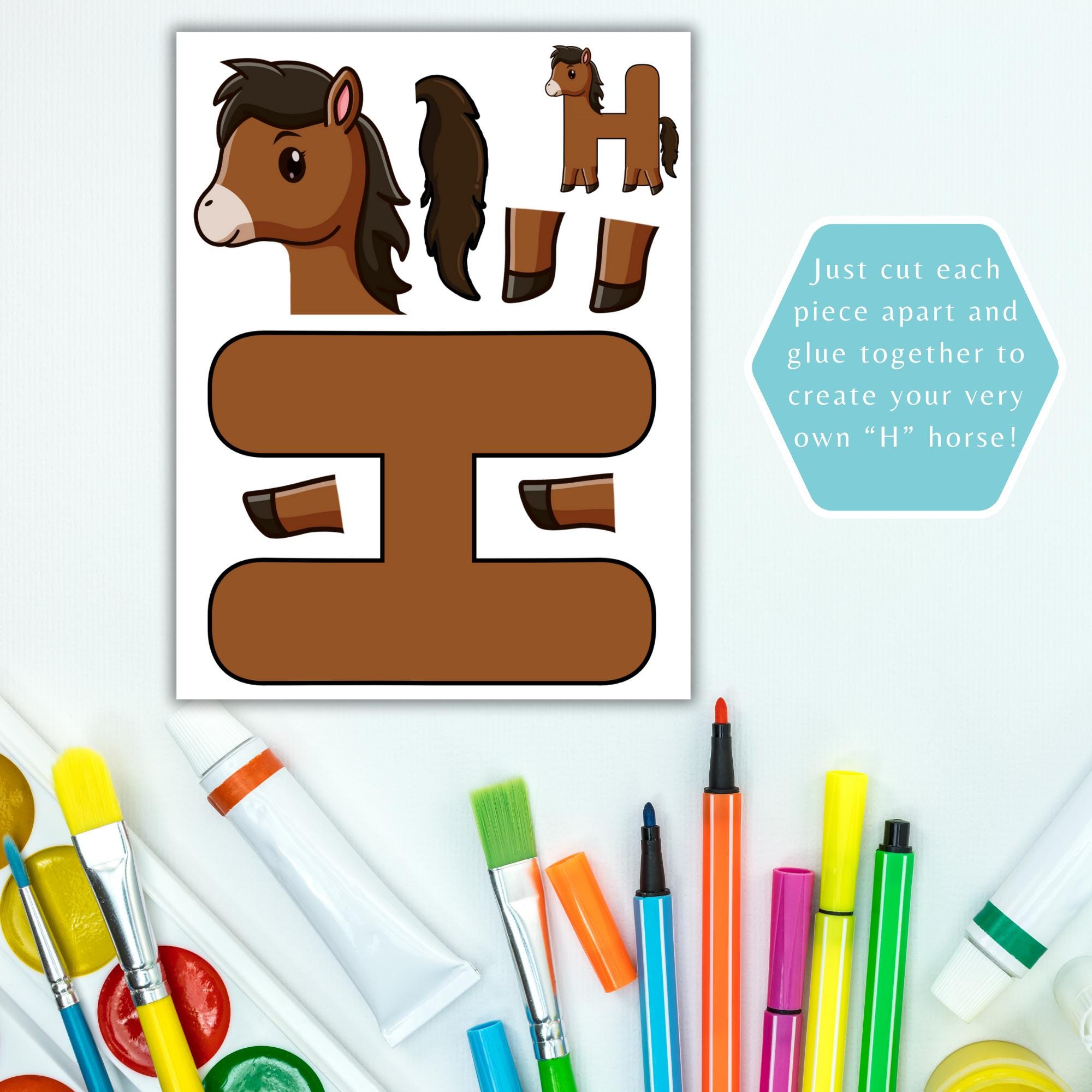 Build a Horse Craft, Cut and Paste Printable, Alphabet Practice ...