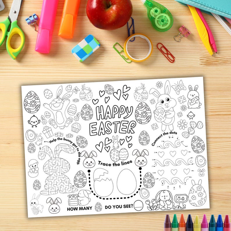 Kids Easter Activity Placemat, Easter Activity Sheet for Kids ...