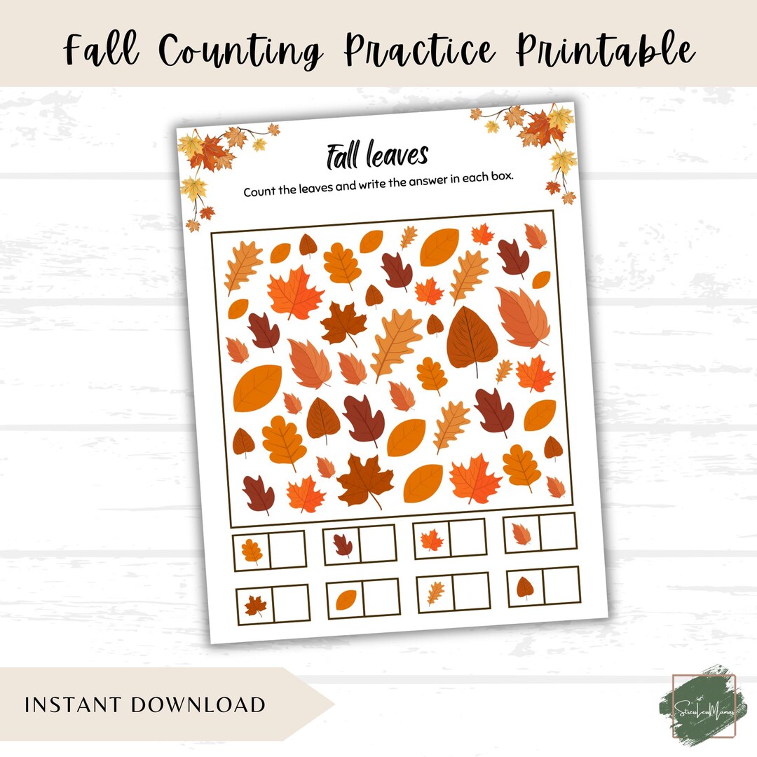 Fall Leaf Counting Activity for Kids, Fall Counting Practice ...