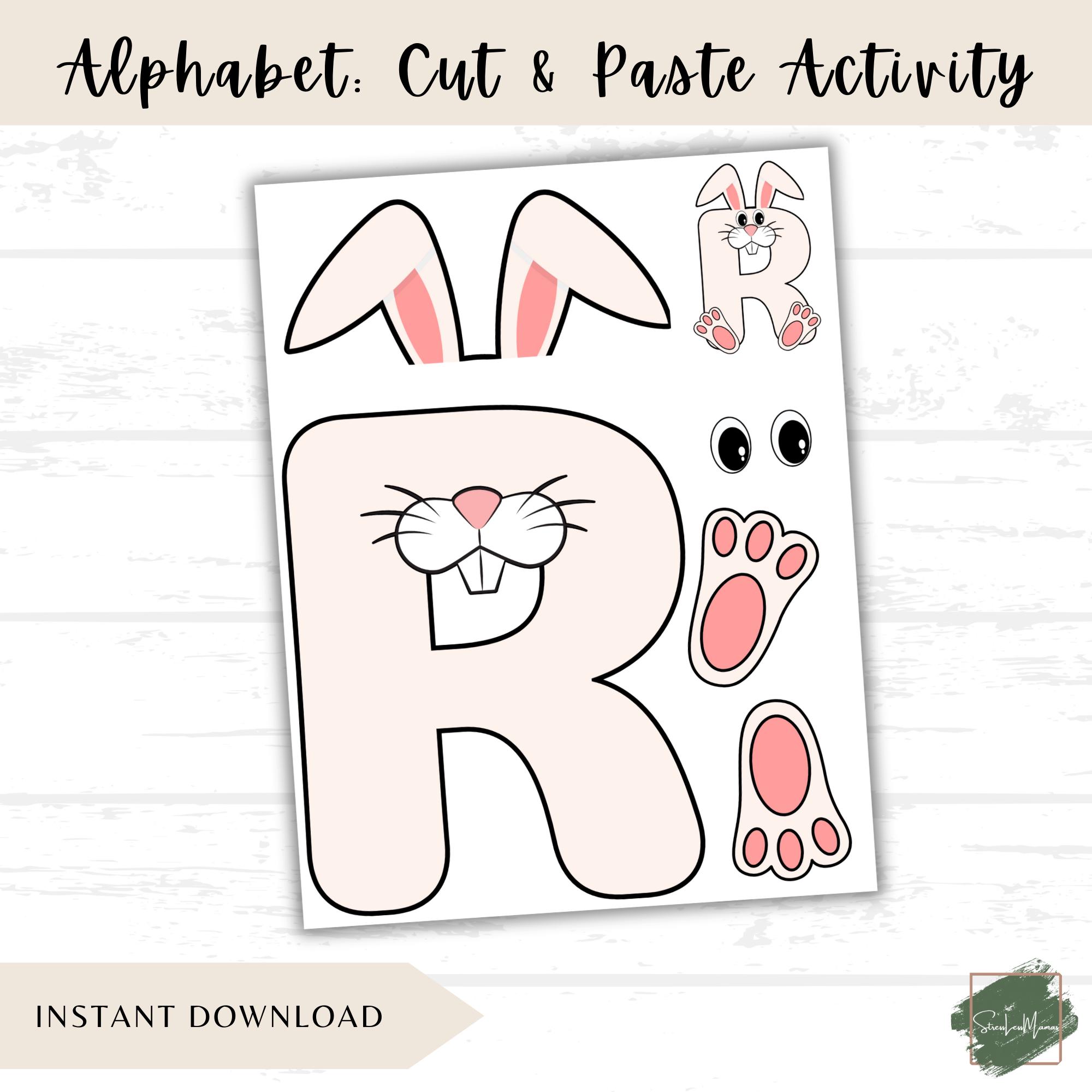 Build a Rabbit Printable, Cut and Paste Activity, Rabbit Craft for Kids ...