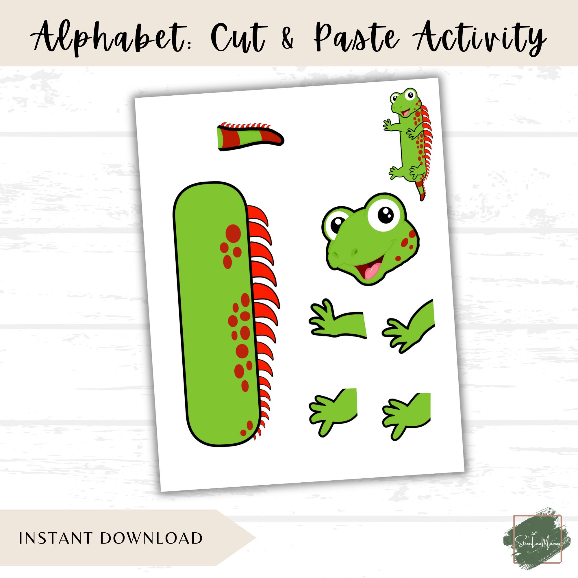 Cut and Paste Iguana Printable, Build an Iguana, Kids Craft, DIY Iguana ...