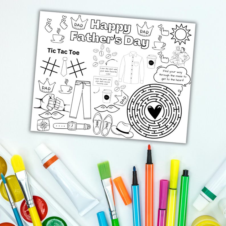 Father's Day Coloring Page Printable, Father's Day Gift, Activity for ...