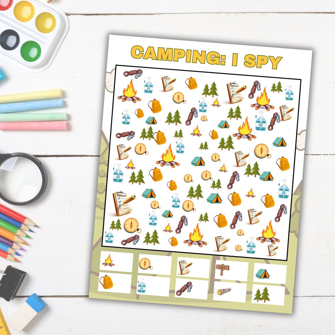 Kids Camping I Spy Printable Worksheet, Children's Activity Page ...