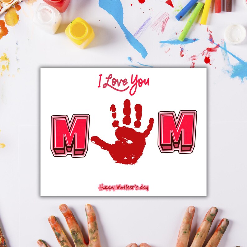 Mother's Day Handprint Craft, Kid's Handprint Art Printable, DIY Mother ...