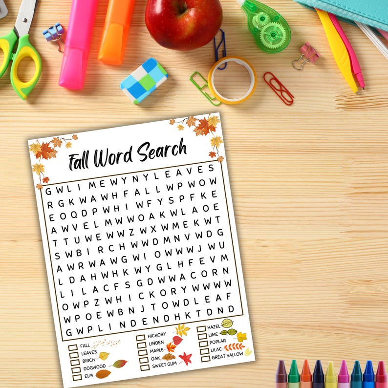 Fall Word Search Printable, Autumn Puzzle Game, Kids Activity ...
