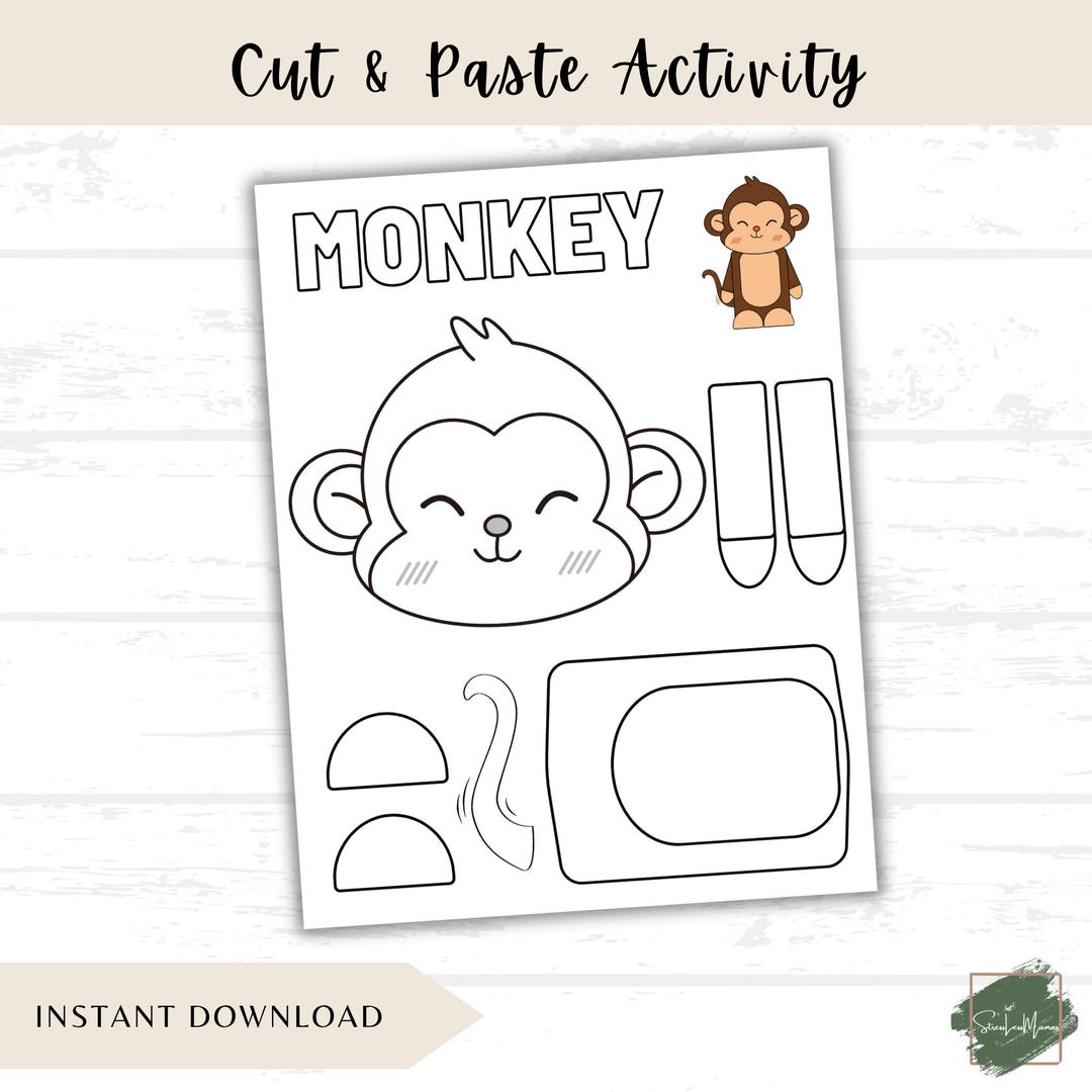 Build a Monkey Activity Printable, Kids Craft Printable, Cut and Paste ...