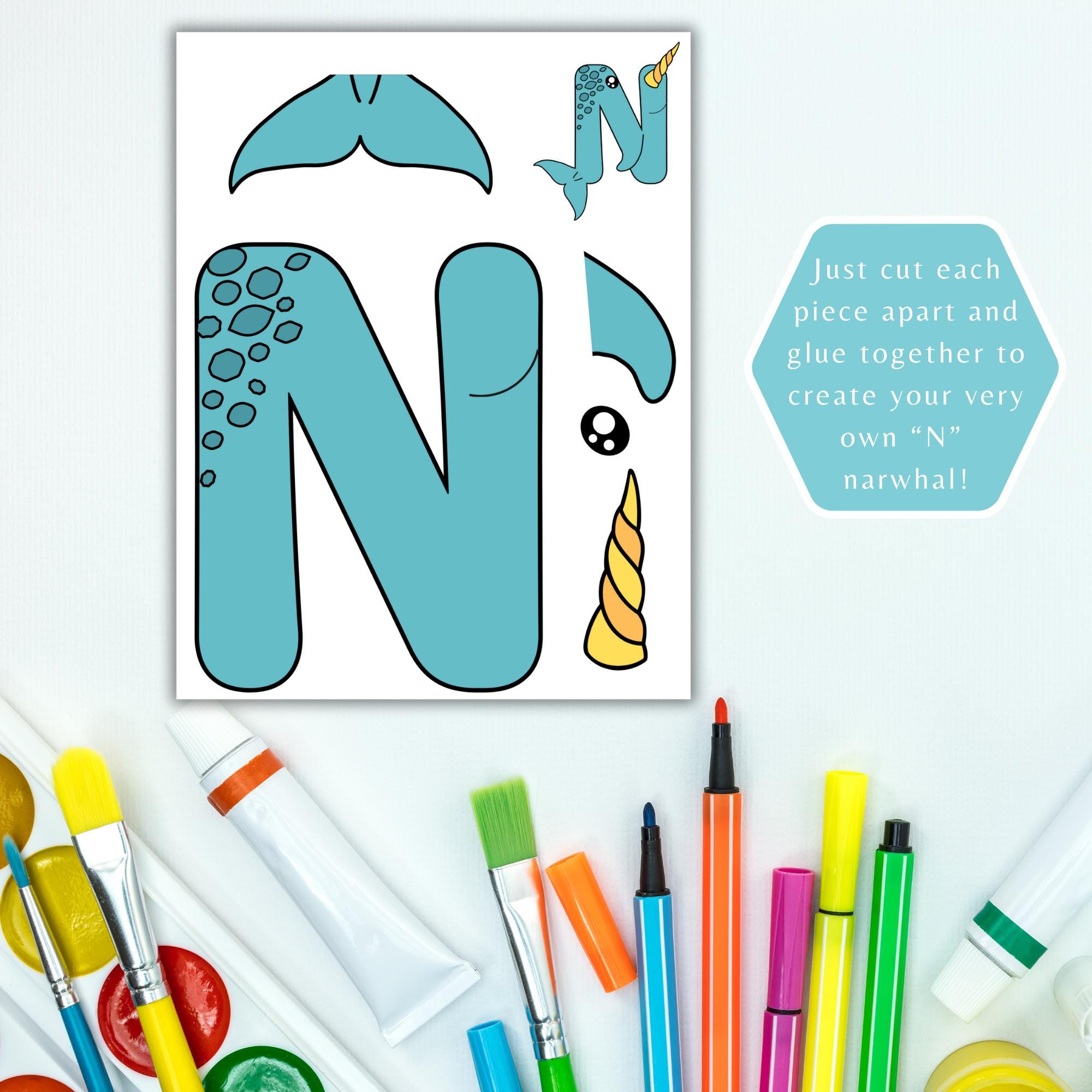 Build a Narwhal Craft Printable, DIY Narwhal Activity, Printable ...