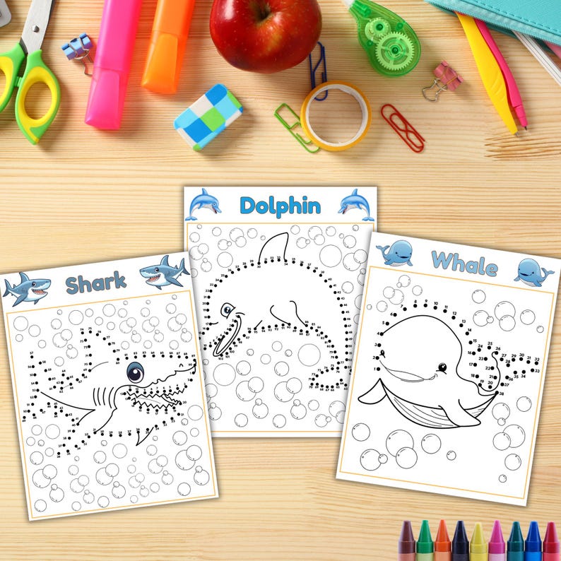 Kids Connect the Dot Sea Life Printable Worksheets, Educational ...