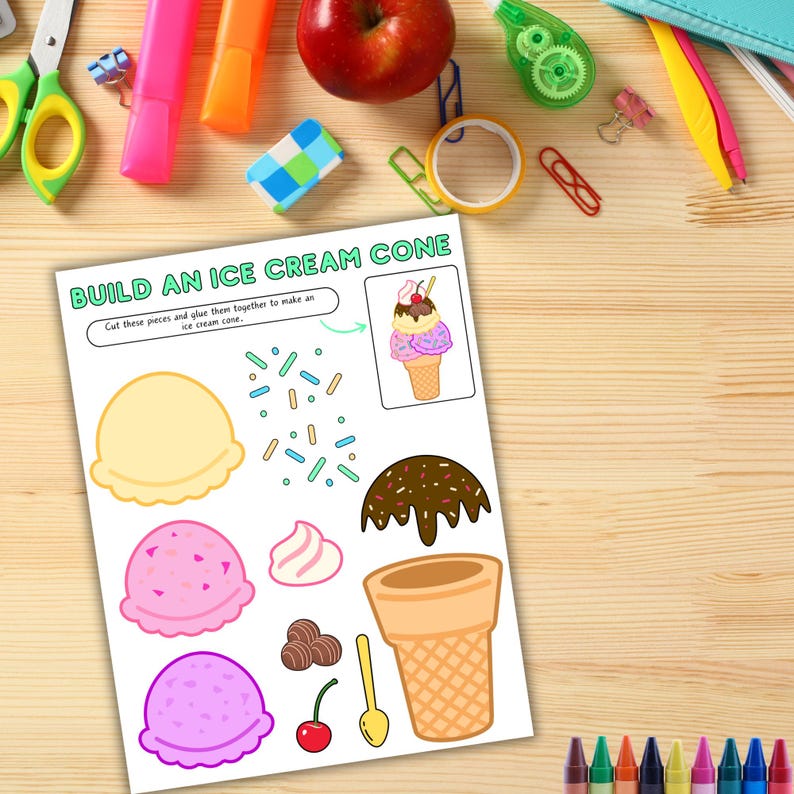 Build an Ice Cream Cone Printable for Kids, Summer Project, Cut and ...