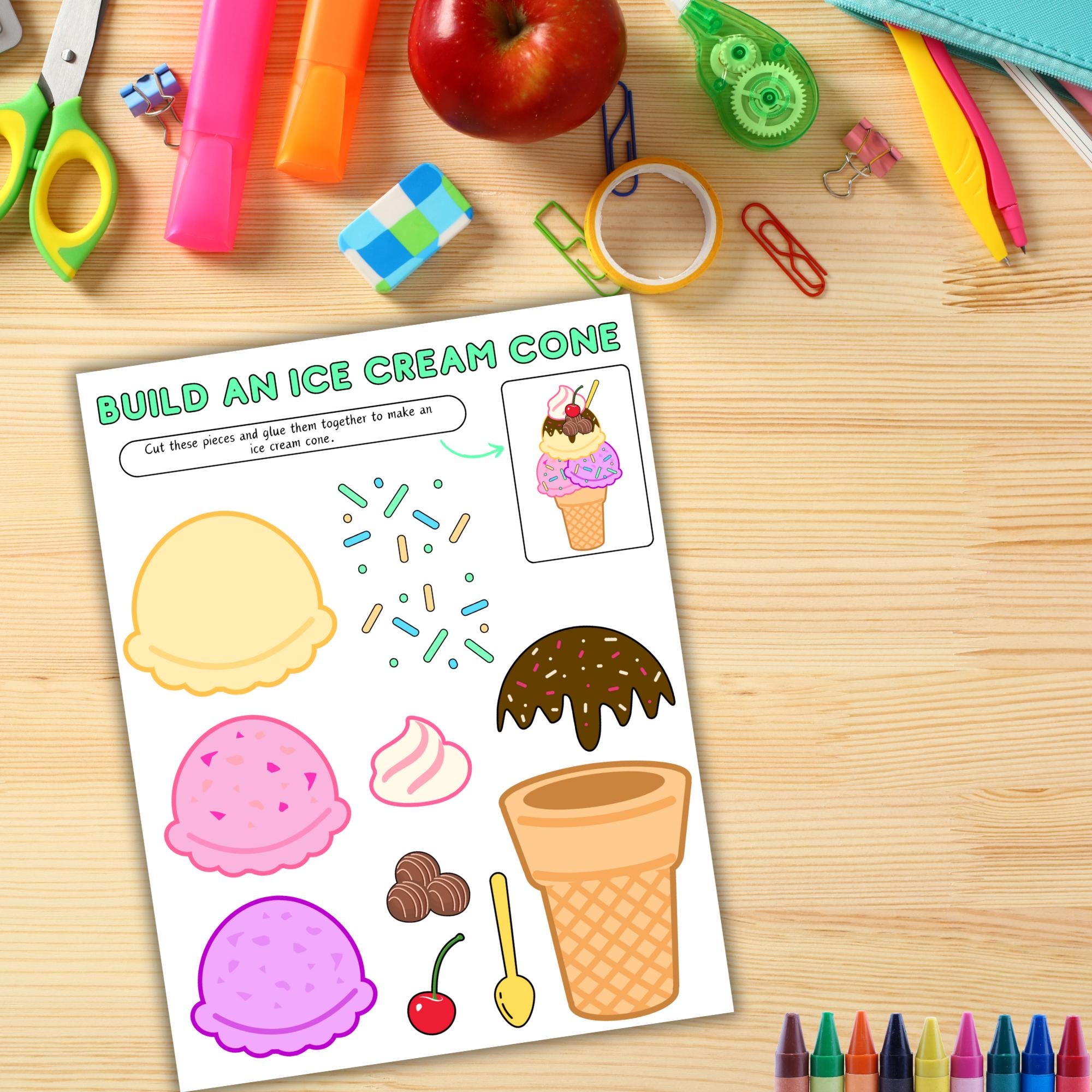 Build an Ice Cream Cone Printable for Kids, Summer Project, Cut and ...