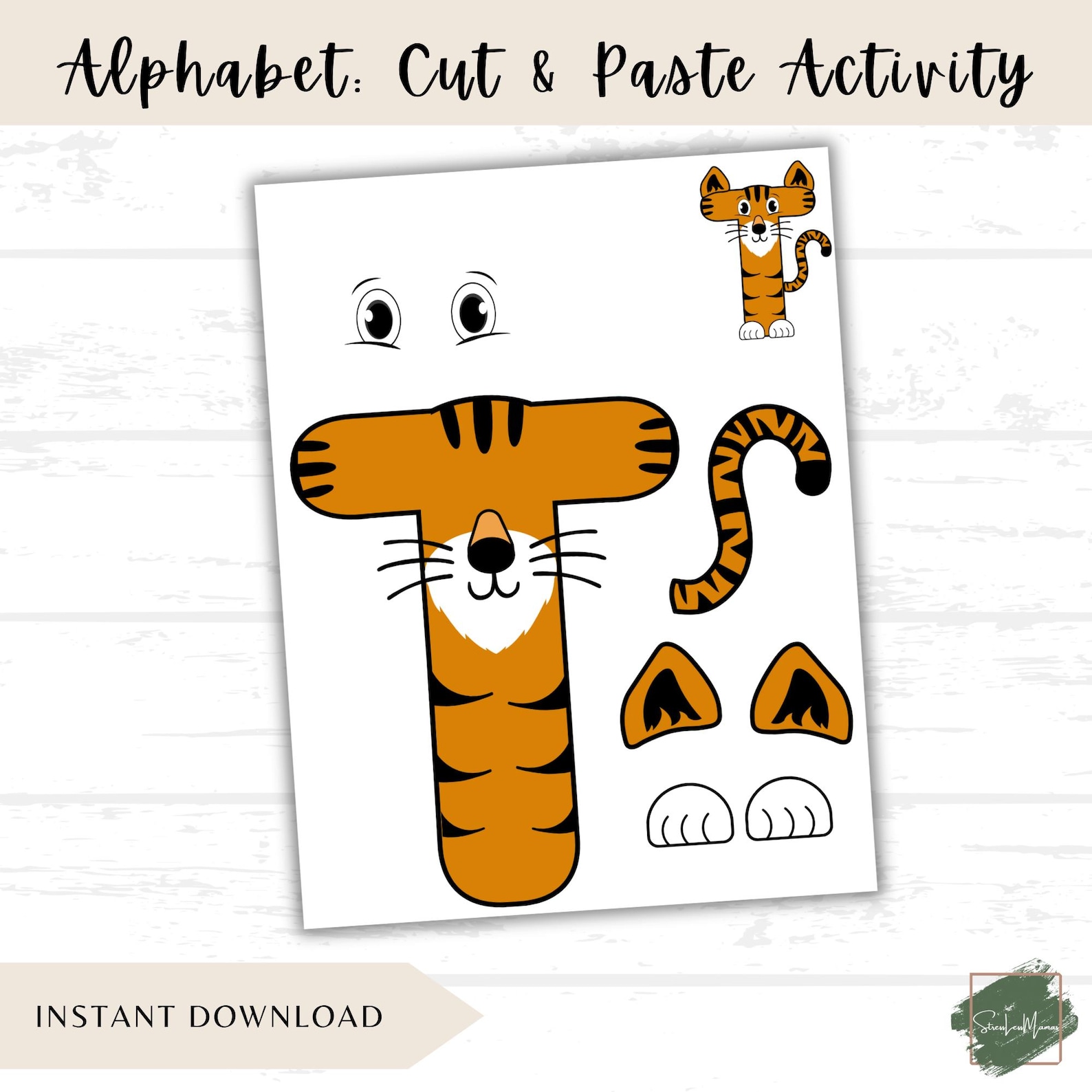 Build a Tiger Craft for Kids Printable, Cut and Paste Activity, DIY ...