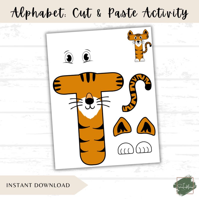 Build a Tiger Craft for Kids Printable, Cut and Paste Activity, DIY ...