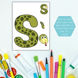 Cut and Paste Snake Craft, Build a Snack Printable for Kids, Printable ...