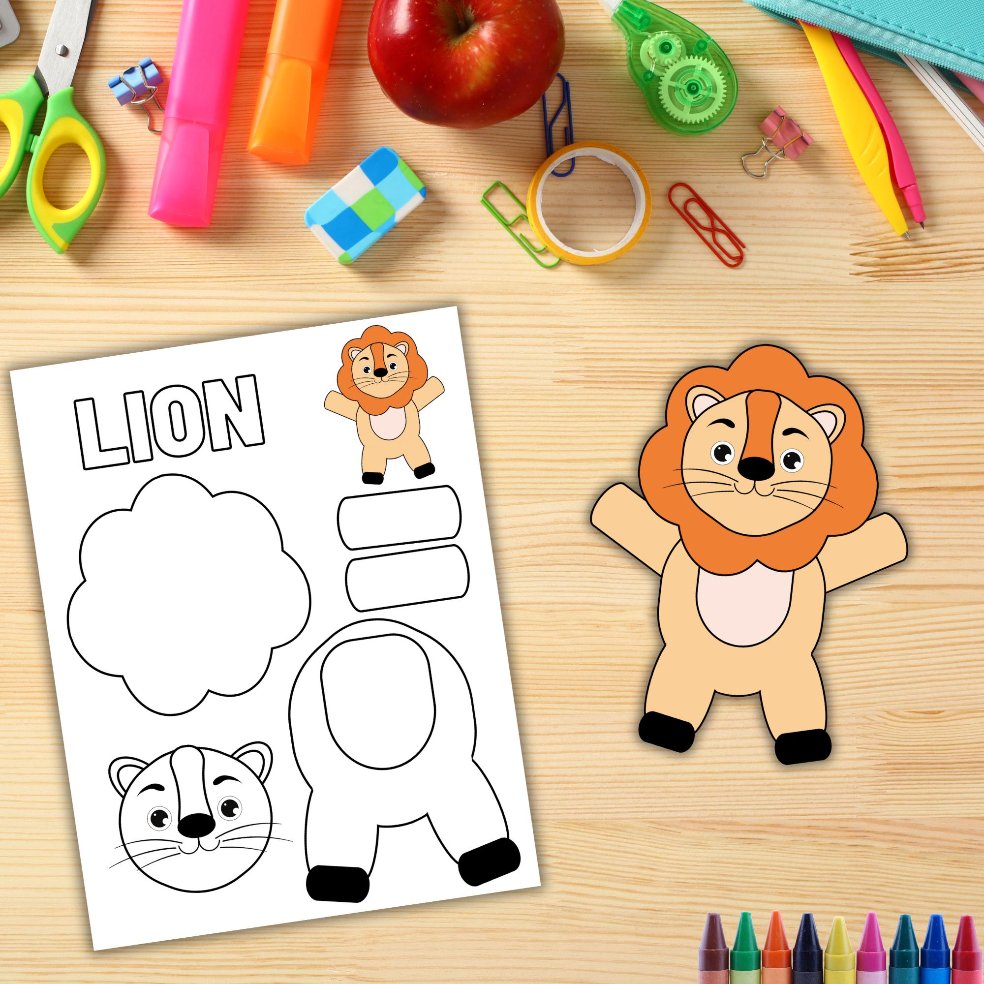 Build a Lion Printable, Cut and Paste Craft, Lion Activity, Educational ...