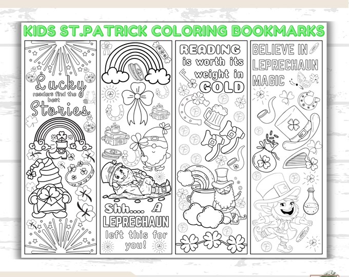 St. Patrick's Day Bookmarks, Coloring, Activities, Craft, Digital, for ...
