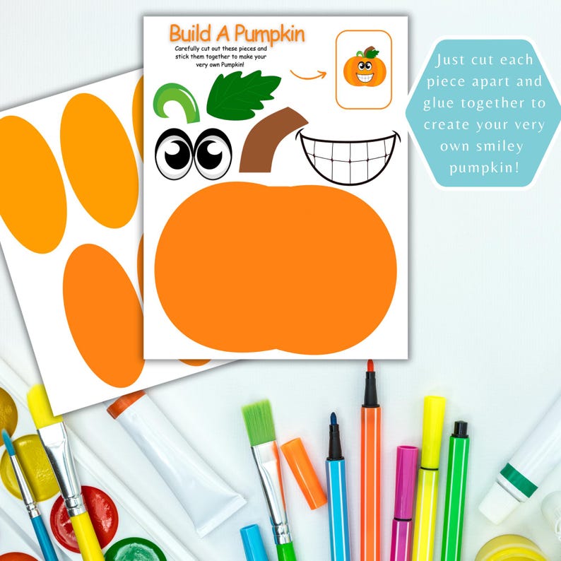 Build a Pumpkin Printable, Cut and Paste Activity for Kids, Halloween ...
