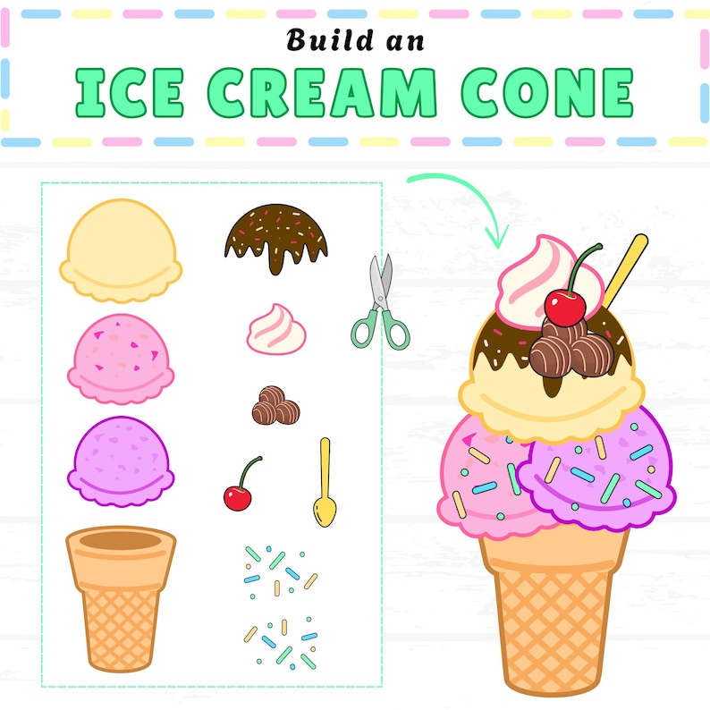 Build an Ice Cream Cone Printable for Kids, Summer Project, Cut and ...