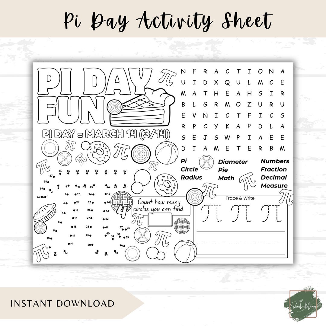 Pi Day Worksheet 3rd–6th Grade, No Prep Math Activity Printable, March ...