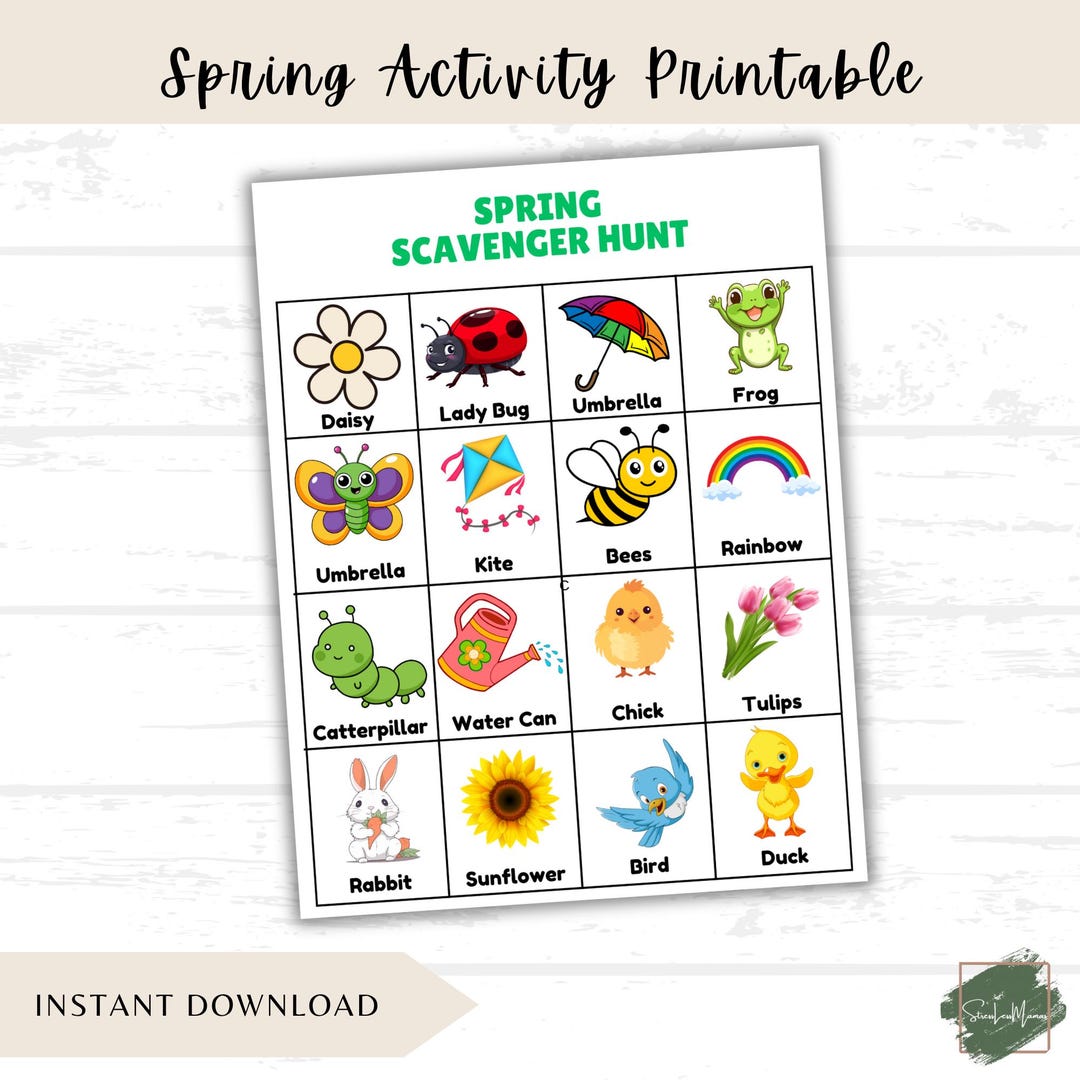 Spring Scavenger Hunt Printable for Children, Outdoor Activity for Kids ...