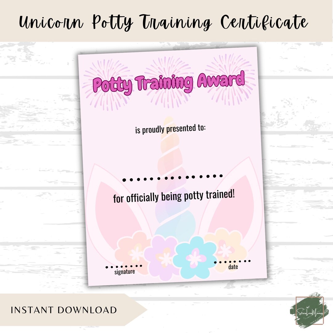 Printable Unicorn Potty Training Certificate, Award Certificate, Potty ...