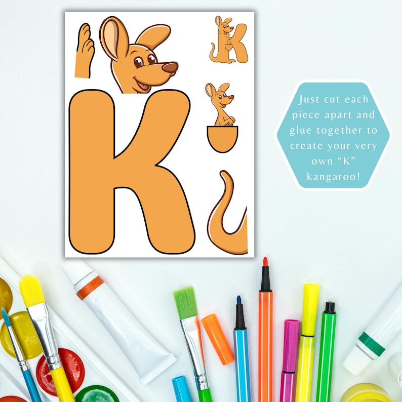 Build a Kangaroo Paper Craft Printable, Cut and Paste Activity, DIY ...