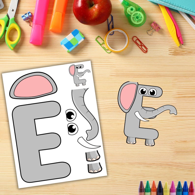 Build an Elephant Printable, Cut and Paste Activity, Kids Craft ...