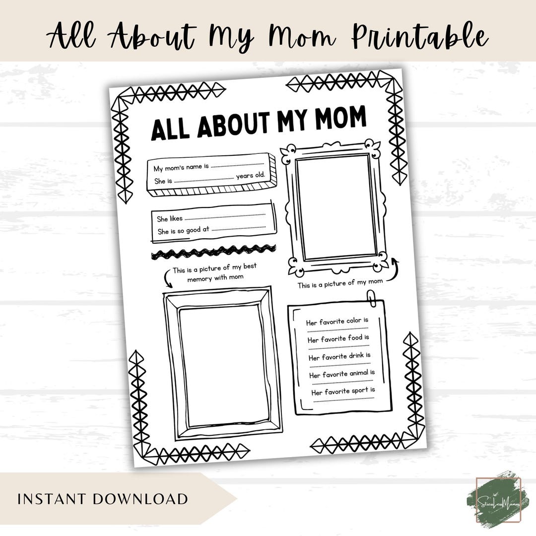 All About My Mom Printable, Fun Activity for Kids, Mother's Day ...