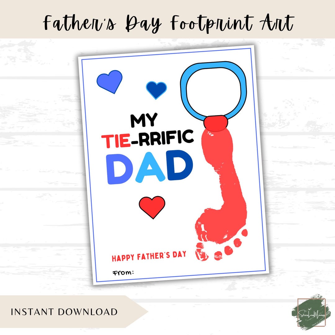 Father's Day Footprint Art Printable for Kids, Dad Gift, Father's Day ...