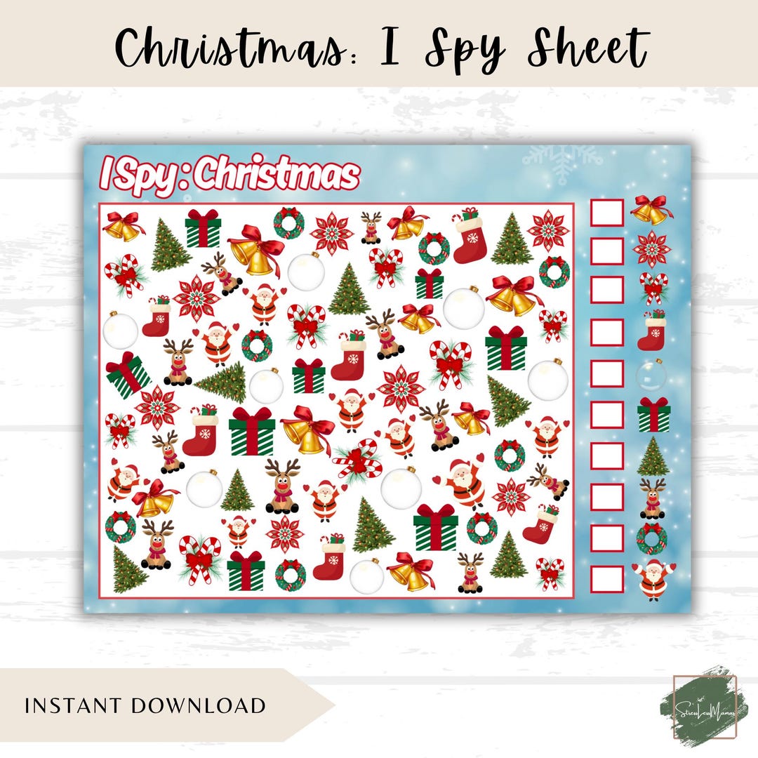 Christmas I Spy Game for Kids, Printable Holiday Activity, Interactive ...