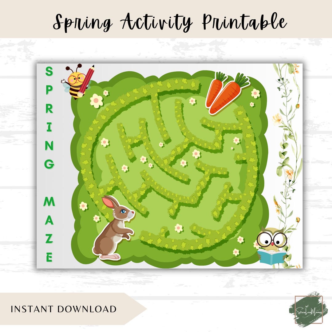 Spring Maze Worksheet for Kids, Printable Activity Sheet, Fun Maze for ...