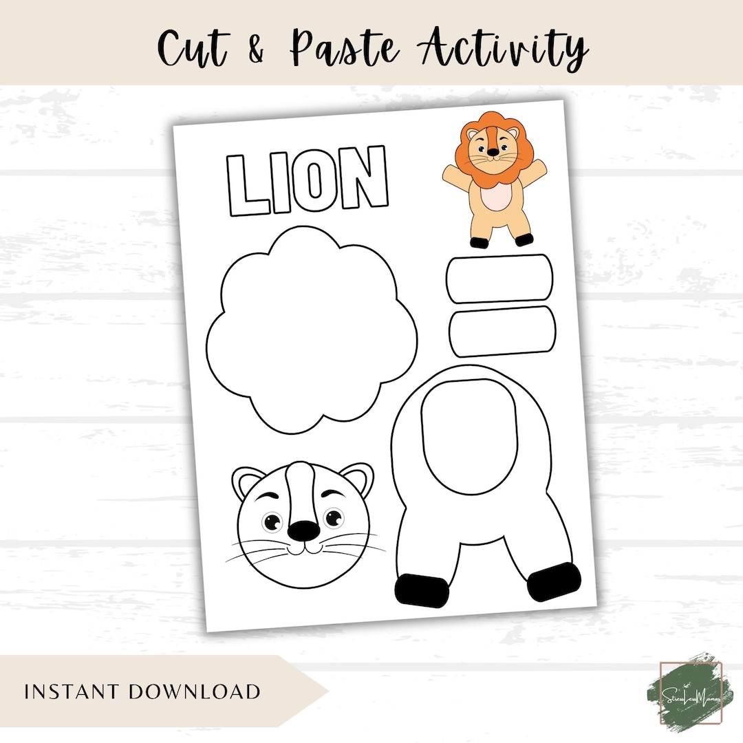 Build a Lion Printable, Cut and Paste Craft, Lion Activity, Educational ...