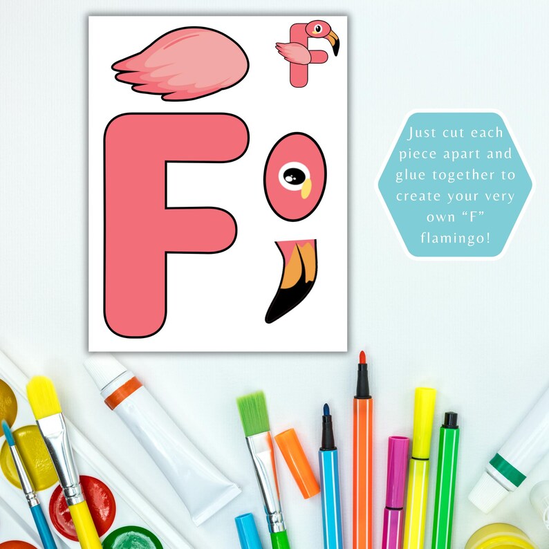 Build a Flamingo Craft Printable, Cut and Paste Activity, Flamingo ...