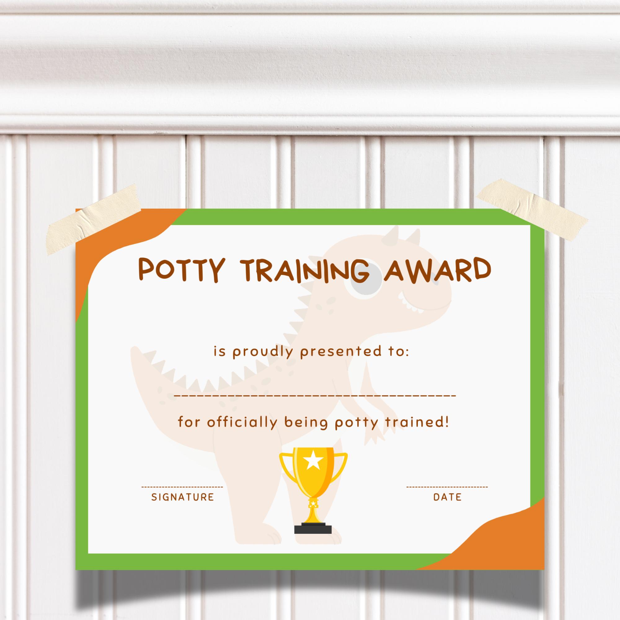 Dinosaur Potty Training Certificate Printable Potty Training Award Kids ...