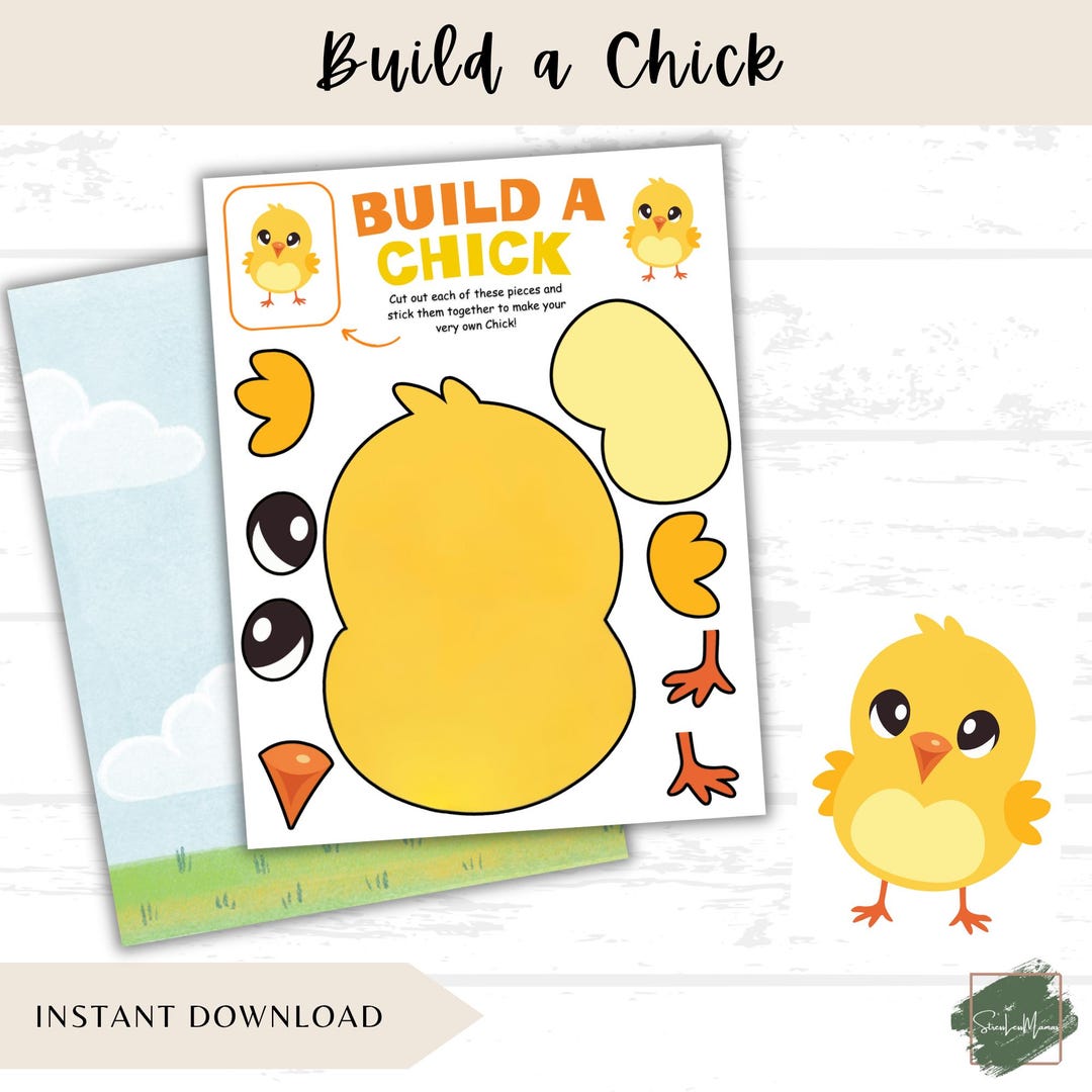 Build a Chick Craft Printable, Easter Cut and Paste Activity for Kids ...