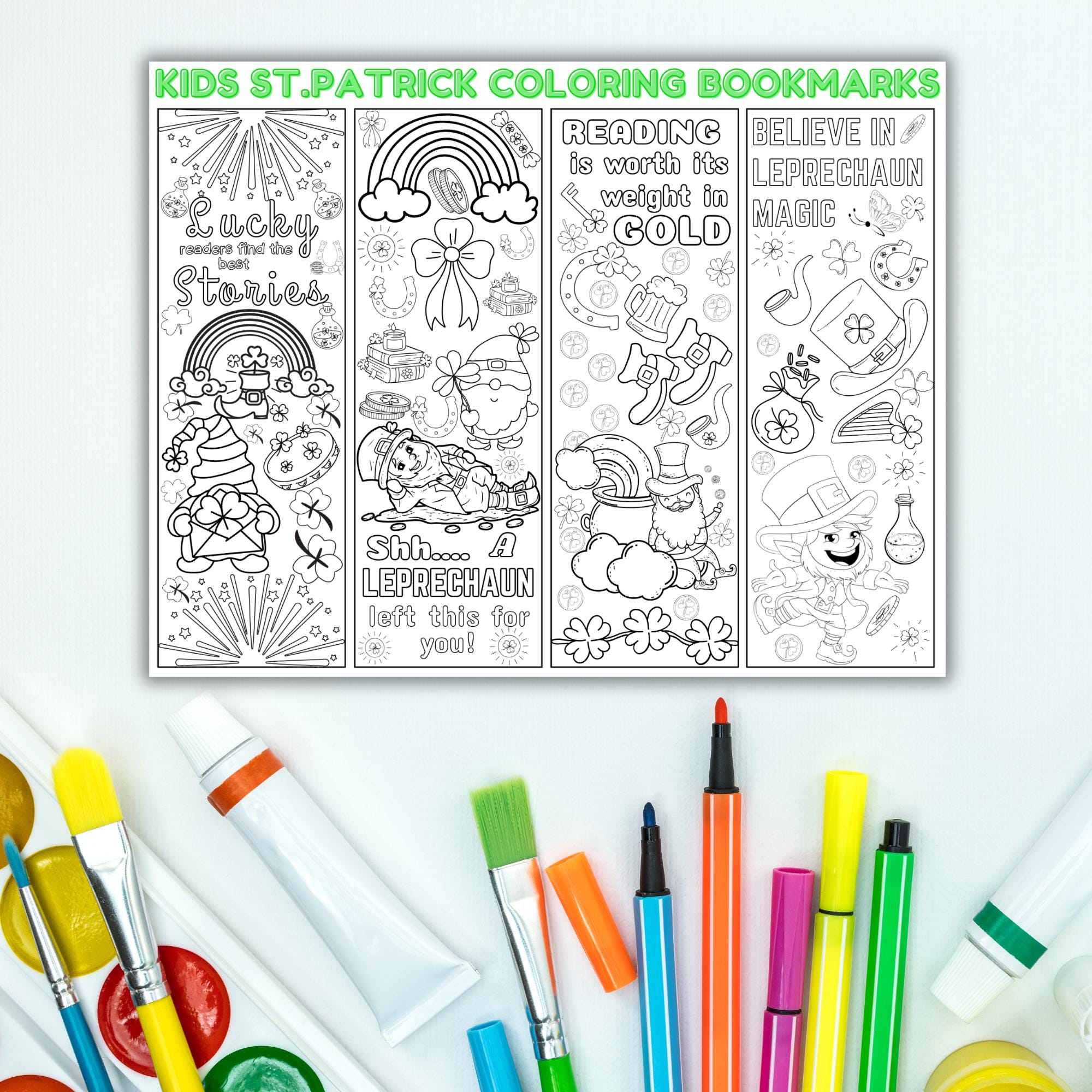 St Patrick's Day Printable Coloring Bookmarks, St Patrick's Day ...
