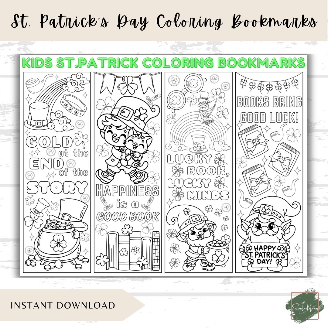St Patrick's Day Coloring Bookmarks, St Patrick Kids Coloring, St ...