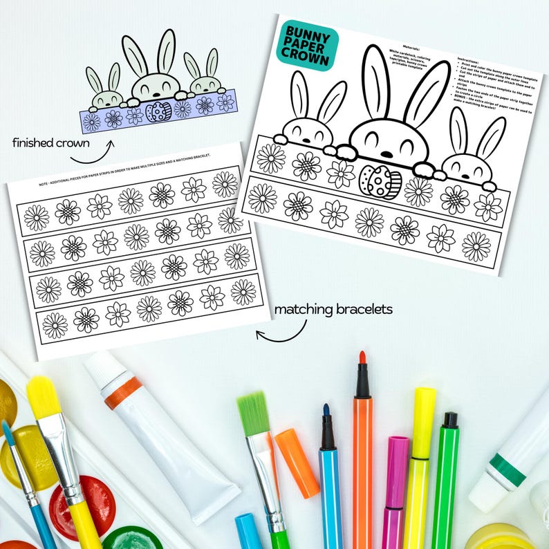 Kids Printable Bunny Crown, Easter Paper Crown, DIY Easter Hat, Easter ...