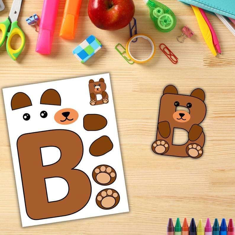Make a Bear Craft Printable, Cut and Paste Activity, DIY Bear Craft ...