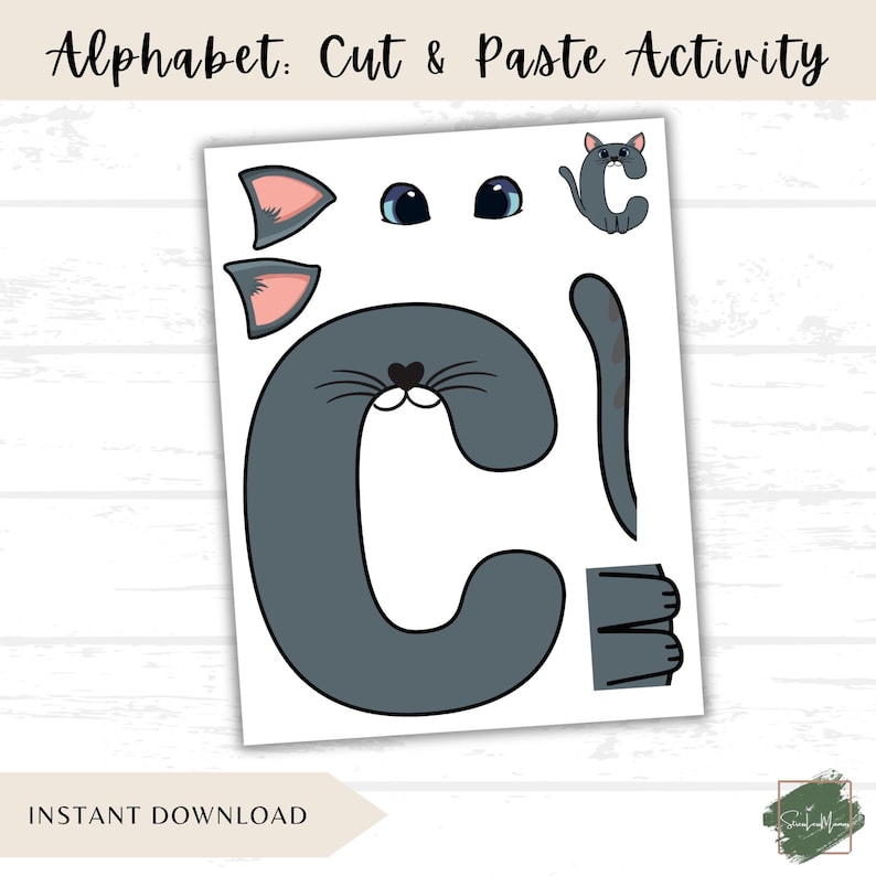 Build a Cat Printable, Cut and Paste Kids Activity, DIY Cat Craft ...