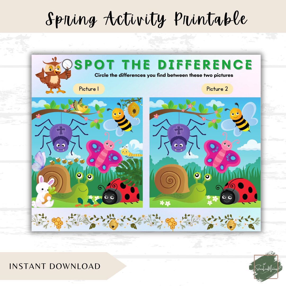 Spot the Difference Worksheet, Activity Page for Kids, Children's Game ...