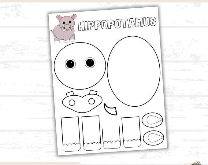 Hippo Paper Craft Printable African Animal Finger Puppet Kids Craft ...