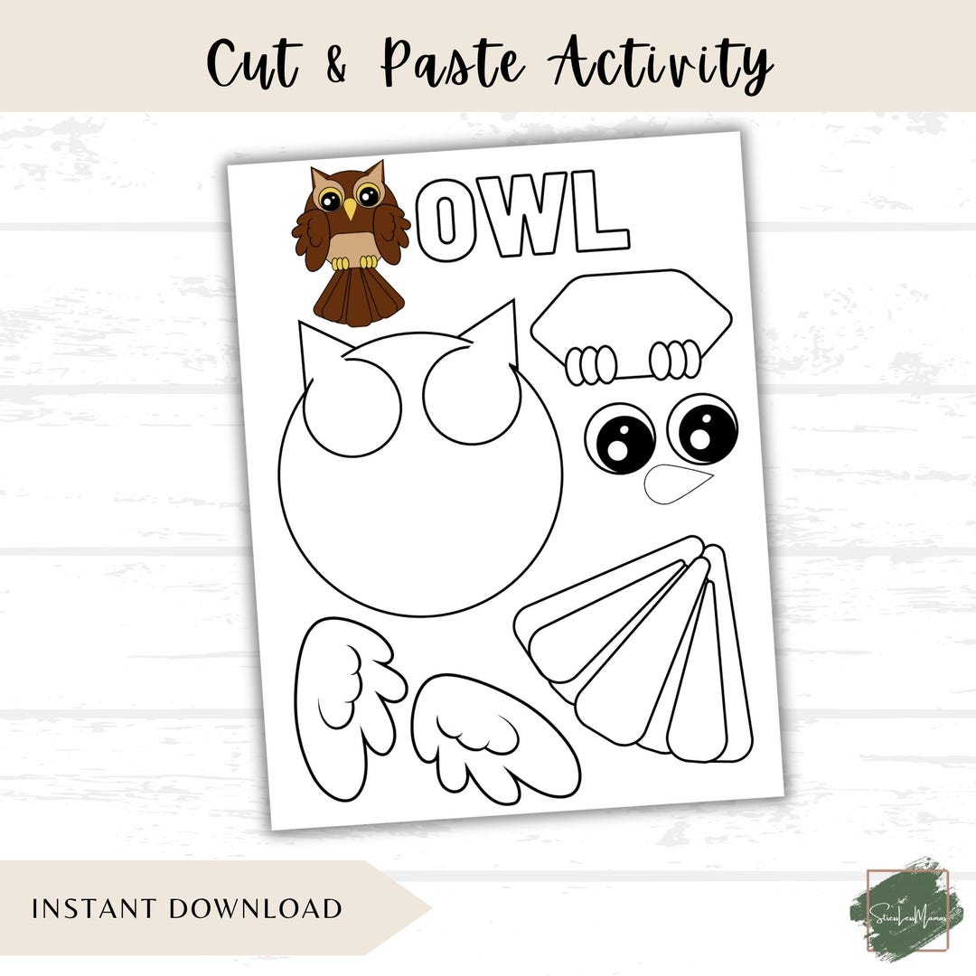 Build an Owl Activity for Kids, Cut and Paste Worksheet, Owl Craft for ...