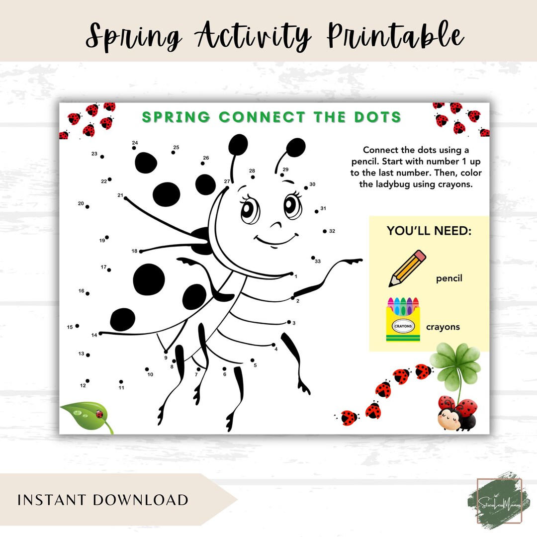 Connect the Dots Springtime Worksheet, Printable Kids Activity ...