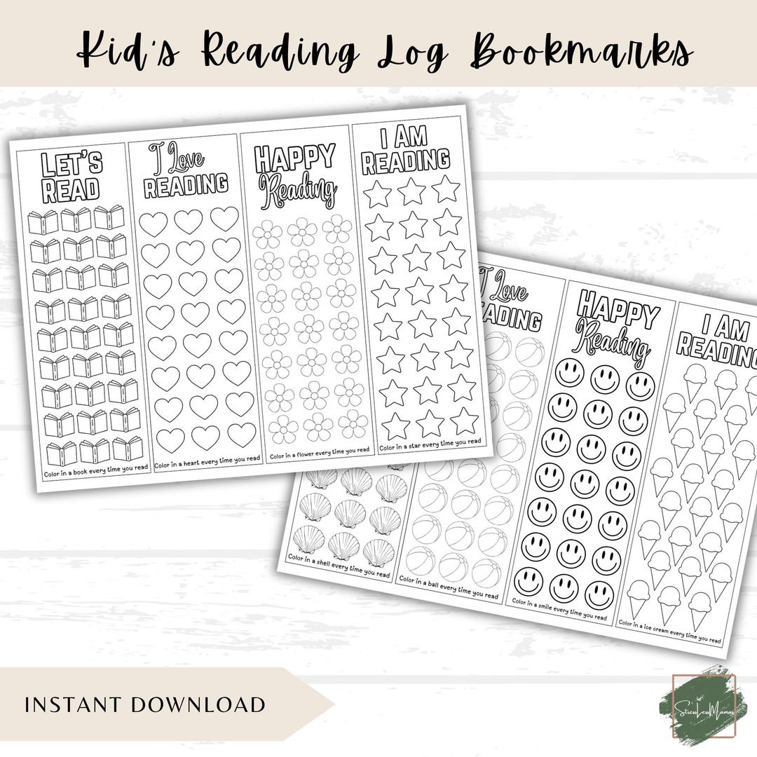 Reading Log Bookmark Printables for Kids, Student Bookmark Tracker ...