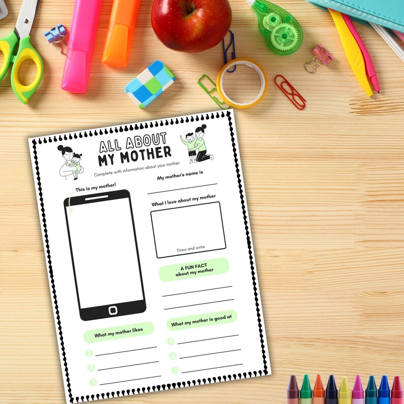 All About My Mom Printable, Fill in the Blank, Kid's Mother's Day ...