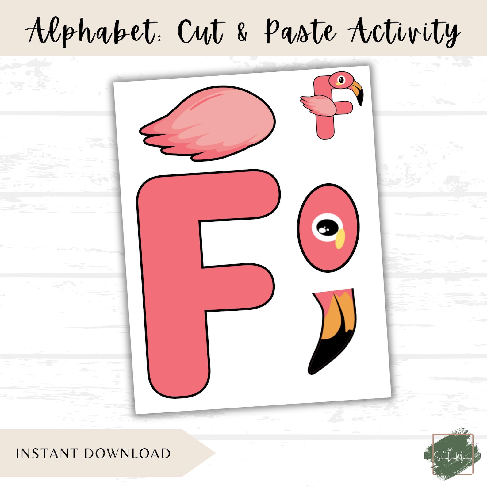Build a Flamingo Craft Printable, Cut and Paste Activity, Flamingo ...