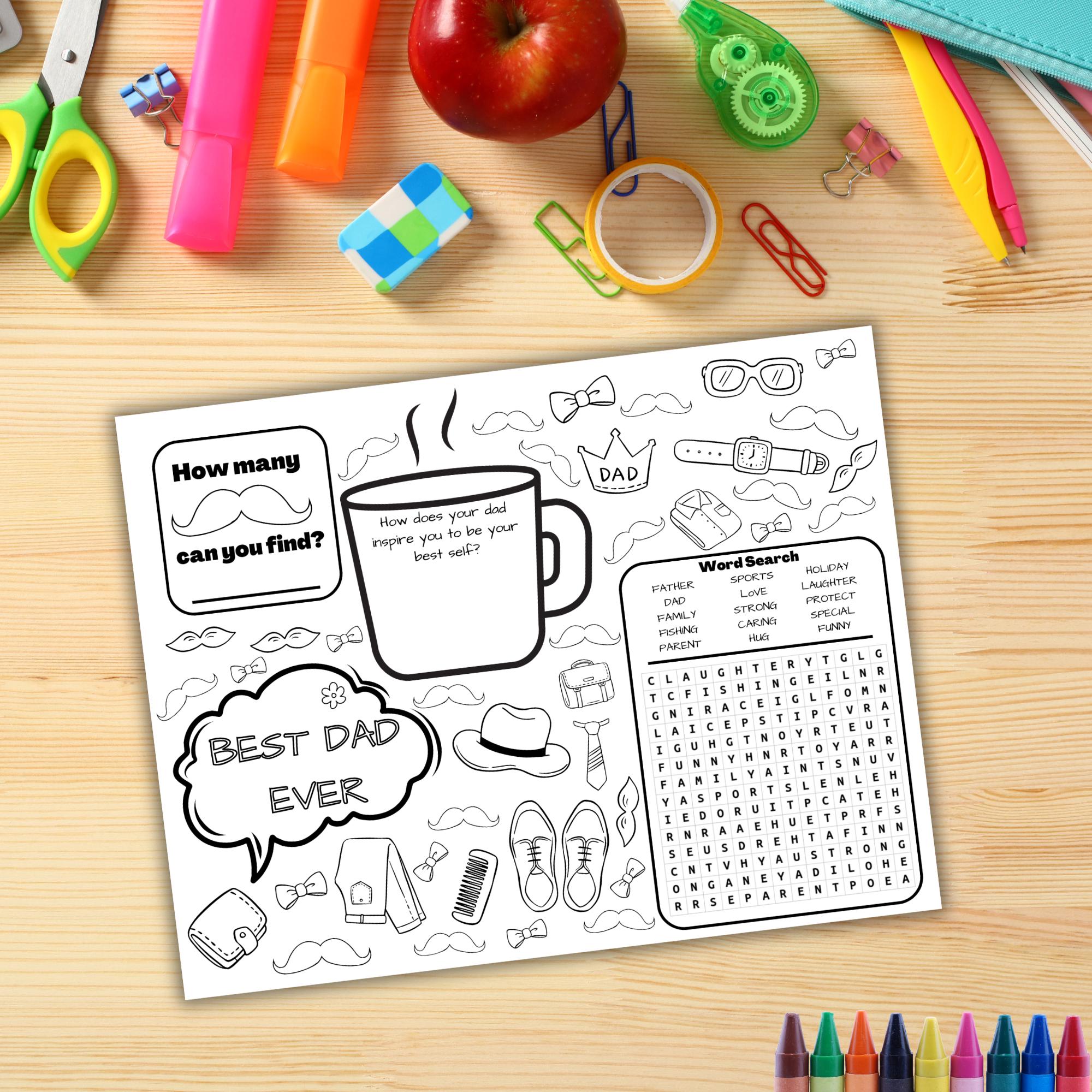 Best Dad Ever Activity Coloring Page, Printable Father's Day Gift, Kids ...