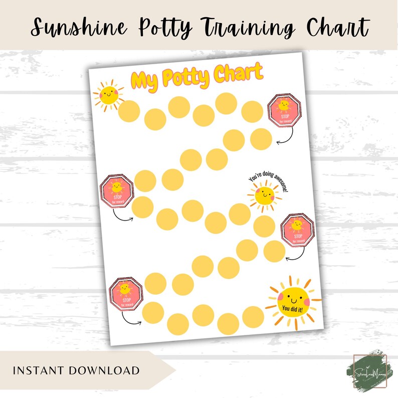 Sunshine Potty Training Chart Printable, Reward Chart, Kids Potty Chart ...