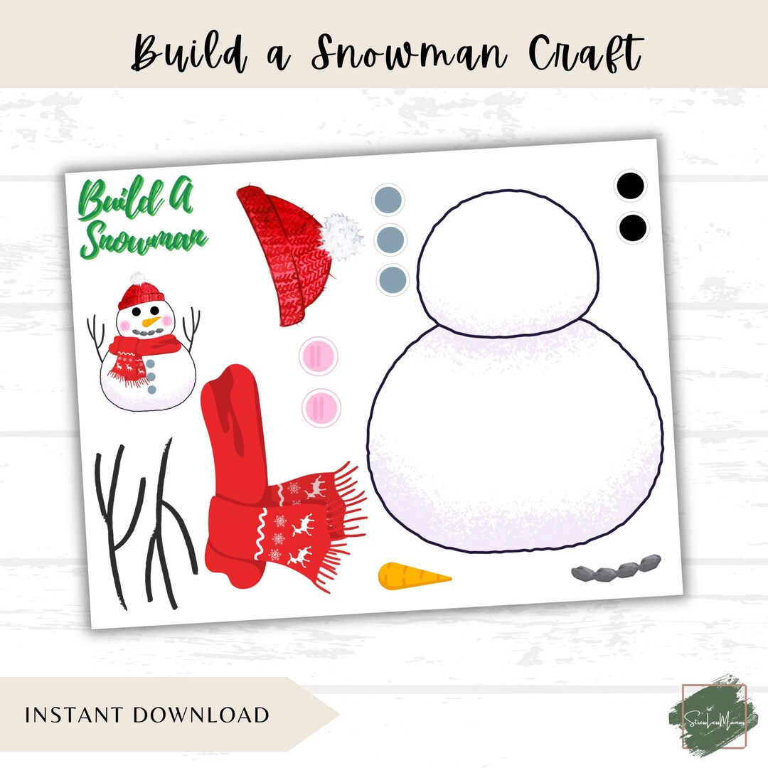 Build a Snowman Craft Printable, Kids Winter Activity, Christmas ...